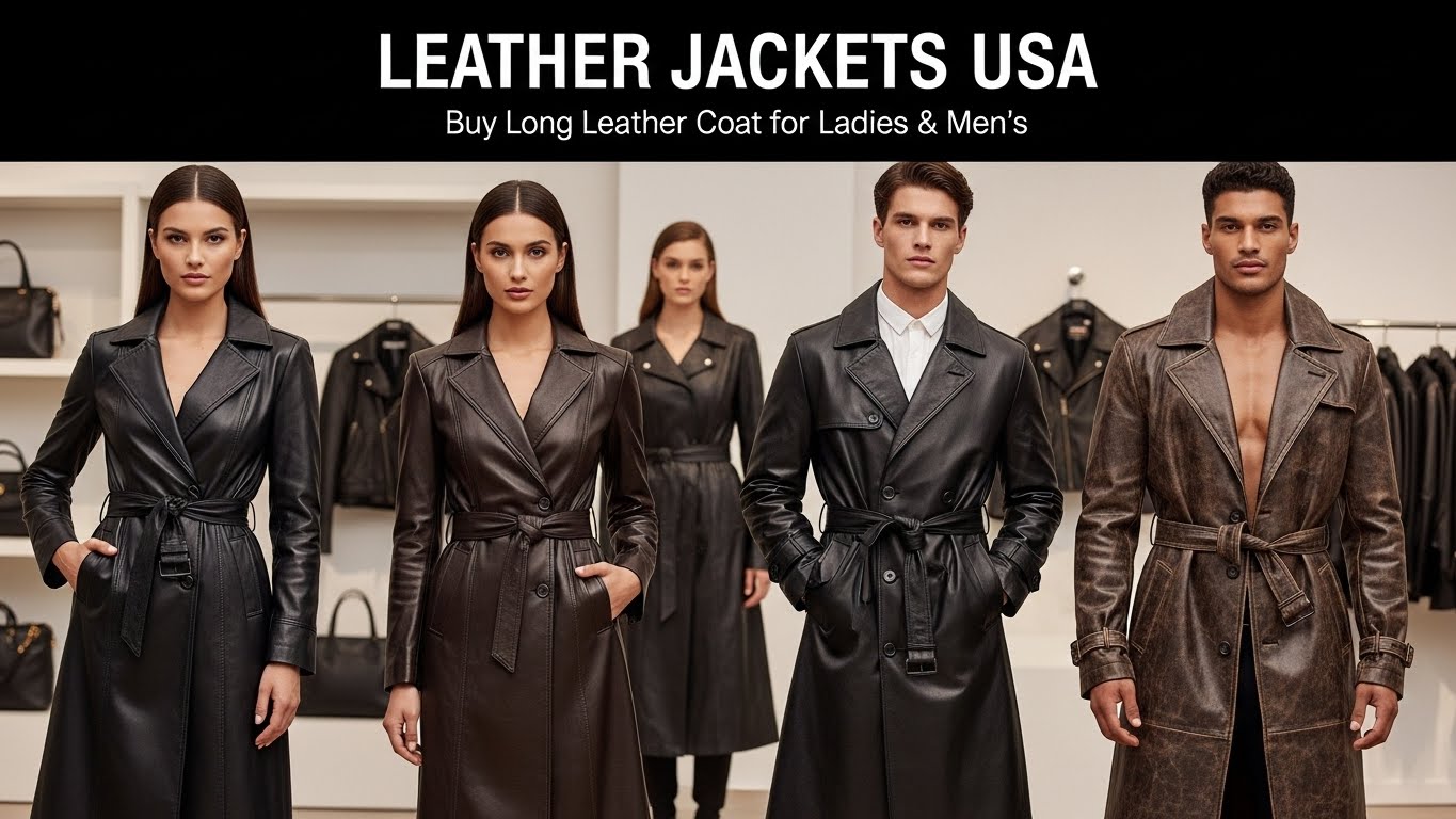 Buy Long Leather Coat for Ladies & Men | Leather Jackets USA